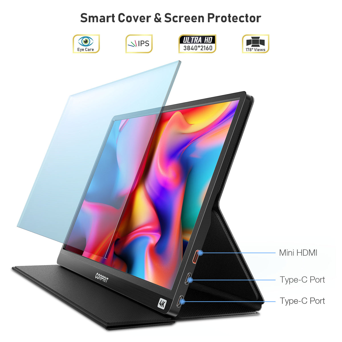 Corprit D159 15.6'' 4K UHD 100% RGB Color IPS Portable Monitor ...